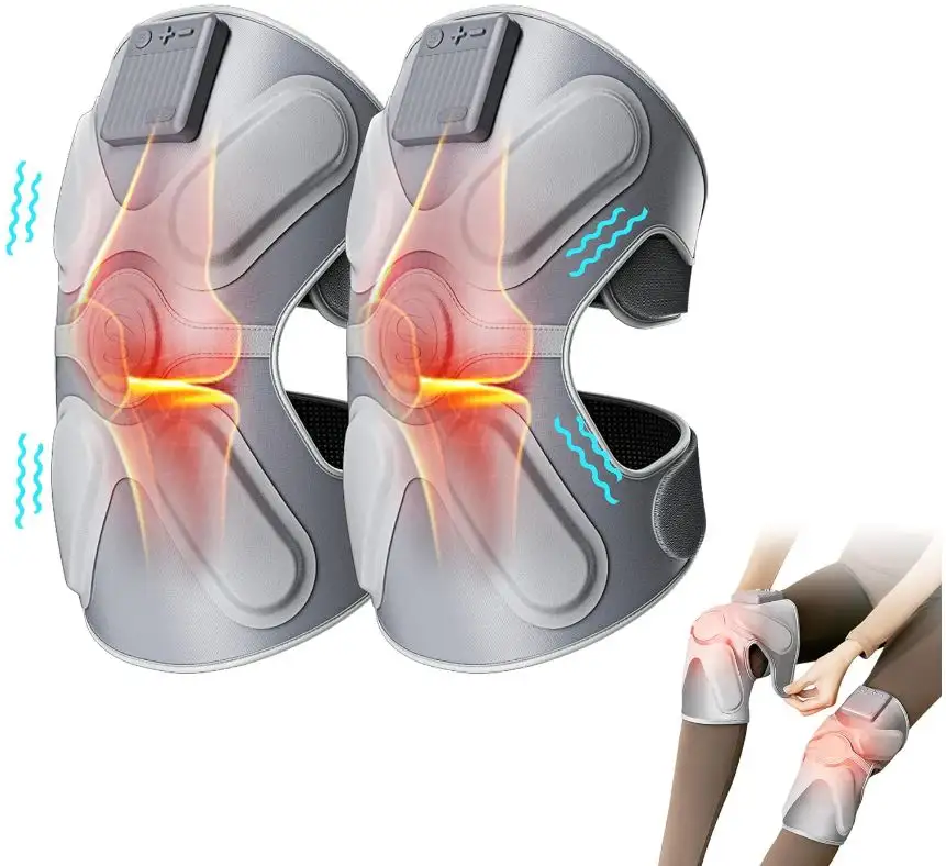 SKG Knee Massager with Heat and Vibration, Cordless Heated Knee Brace for Knee Pain Relief ...